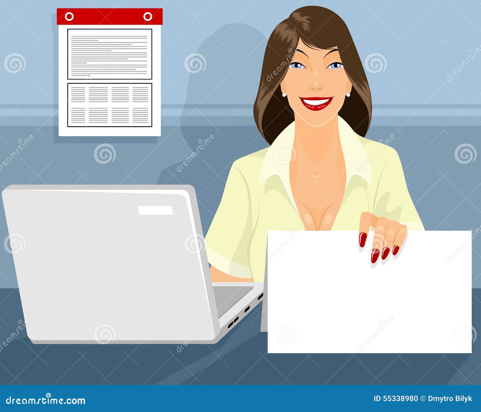 Secretary at workplace stock vector. Illustration of confidence - 55338980