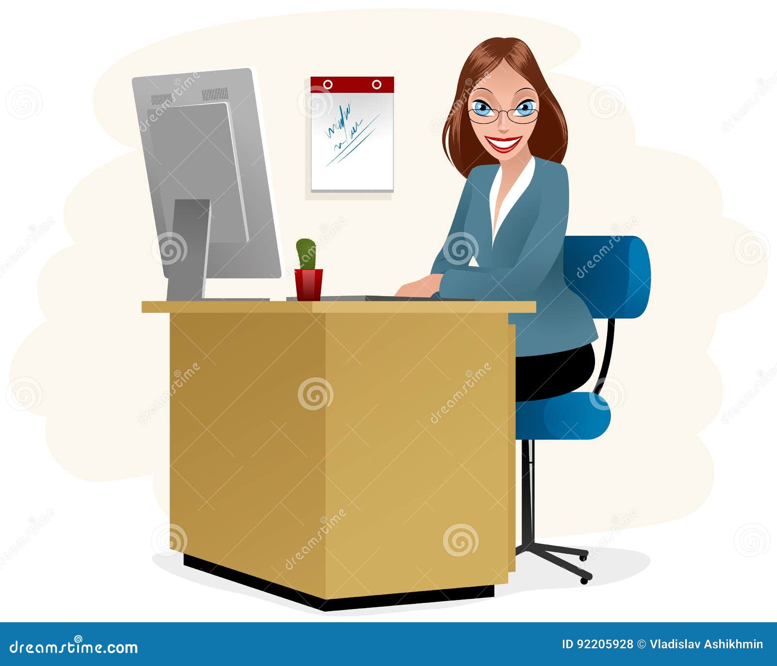 Secretary at workplace stock vector. Illustration of businesswoman ...