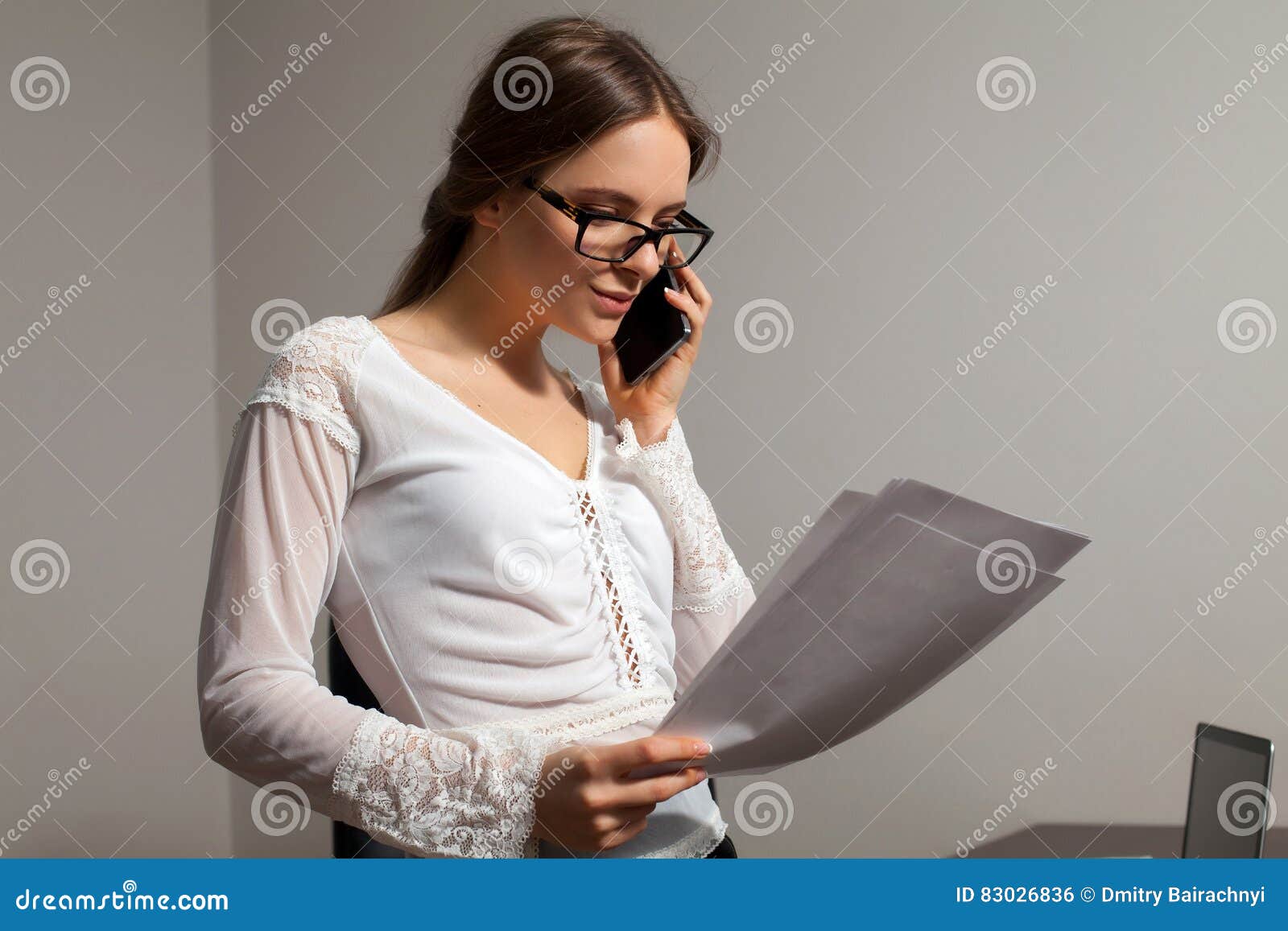 Secretary Works in the Office Stock Photo - Image of indoors ...