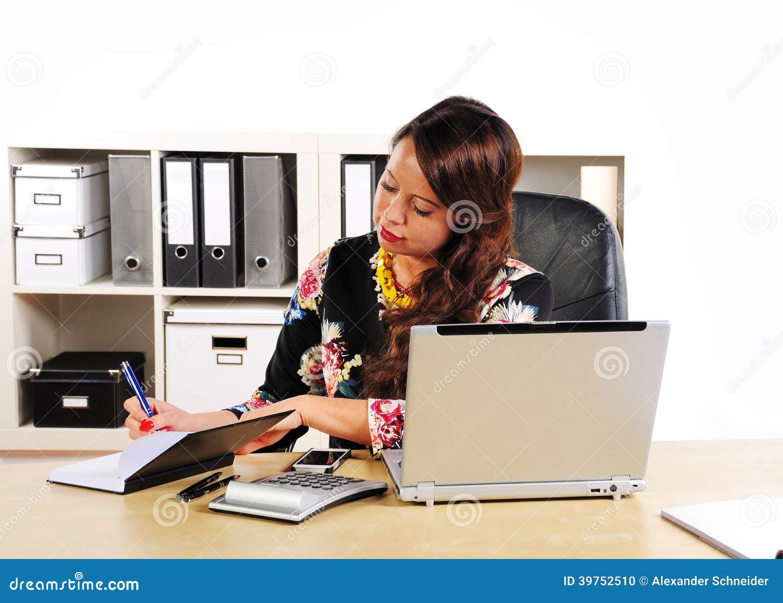 Secretary is Writing in Calendar Stock Photo - Image of people, working ...