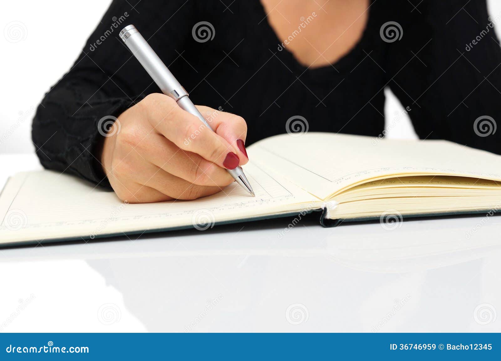 Secretary Writing in Her Notepad Stock Image - Image of people ...
