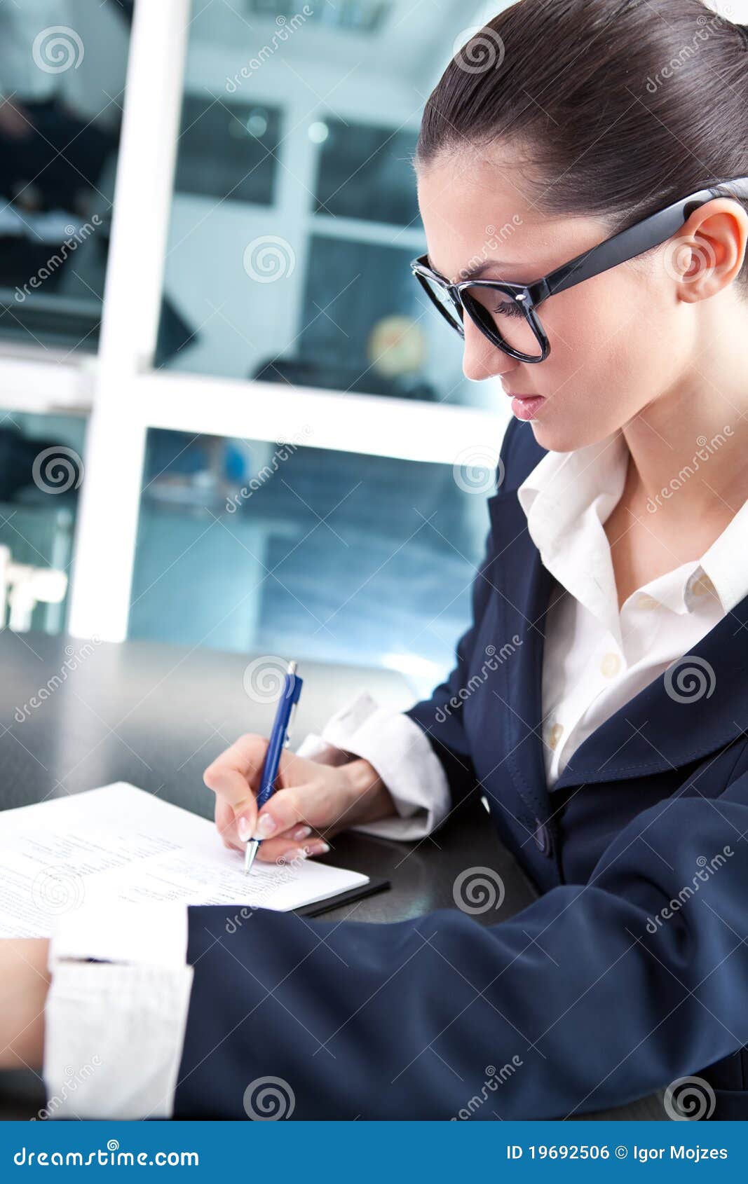 Secretary writing note stock photo. Image of face, hand - 19692506