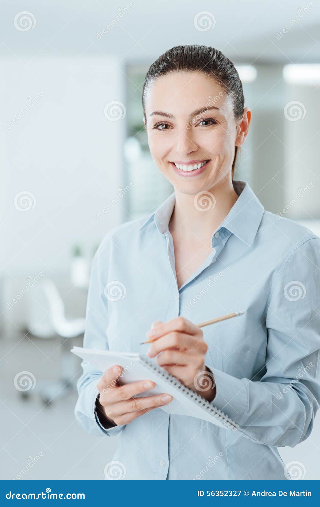 Secretary Writing Notes on a Notebook Stock Image - Image of listing ...