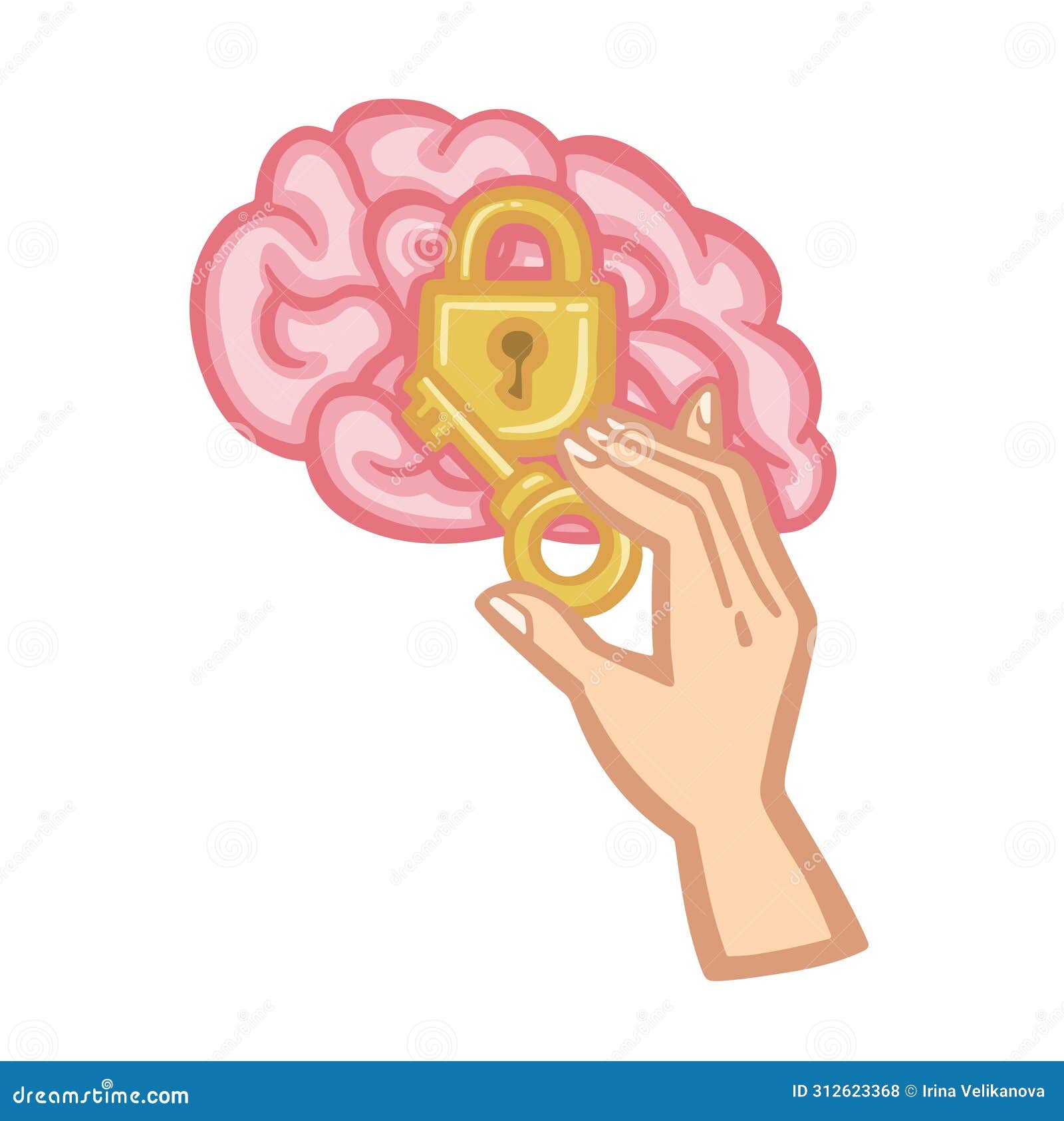 Secrets of the Mind, Lock on the Brain and Hand with Key Vector ...