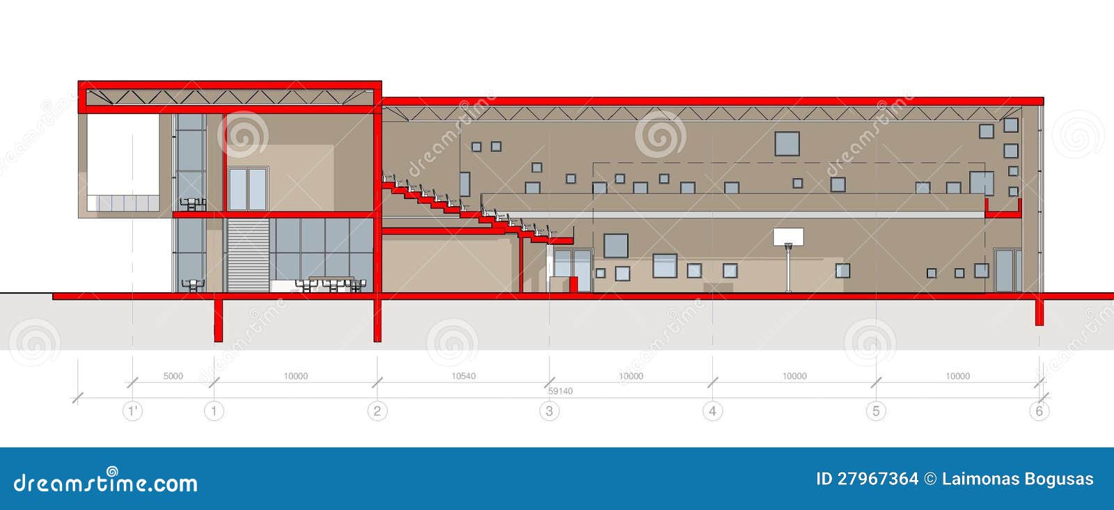 Sectie van de sporthal stock illustratie. Illustration of grond - 27967364