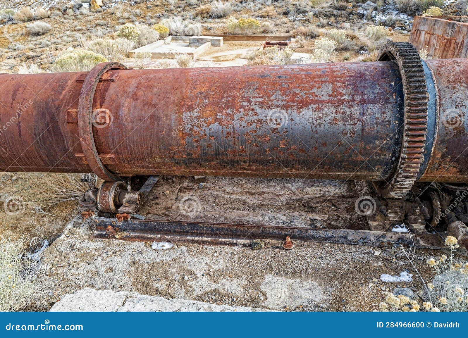 A Section of a Big Rusty Pipe at an Abandoned Mercury Mine in Nevada ...
