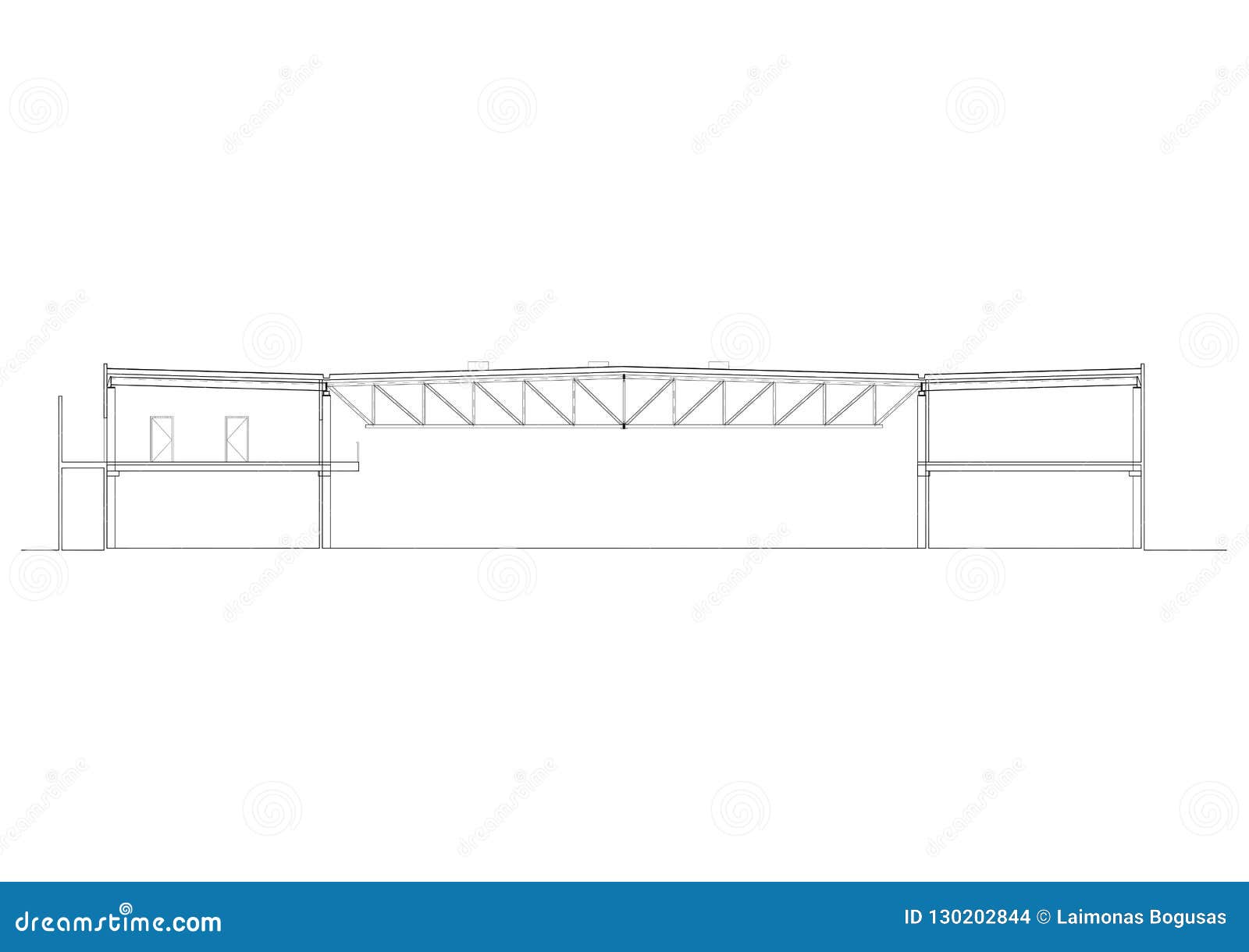 Section of the Big Warehouse Stock Photo - Image of building, tent ...