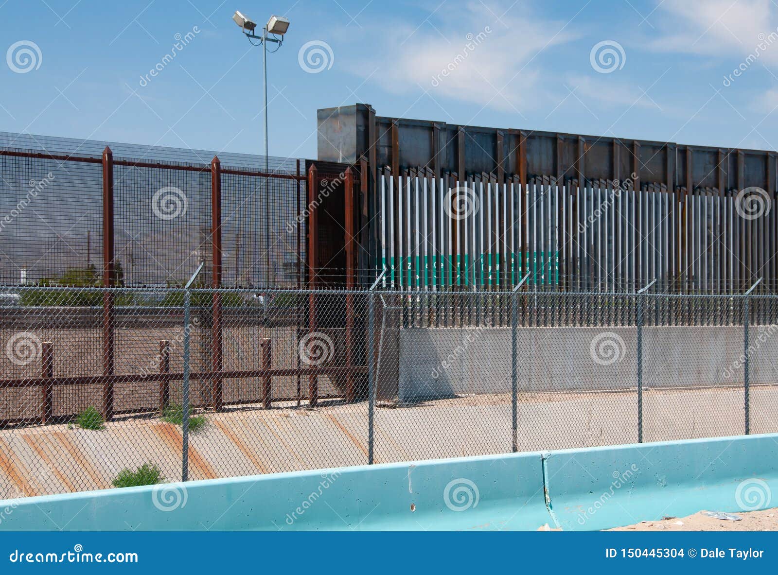 Section of Border Wall in El Paso, TX Showing Old Style on Left and New ...
