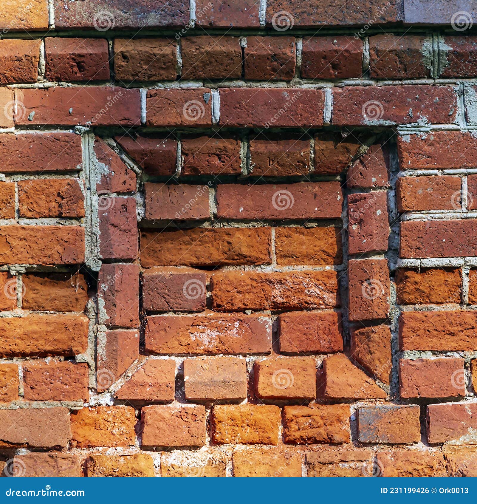 A Section of a Brick Wall with a Frame Stock Photo - Image of retro ...