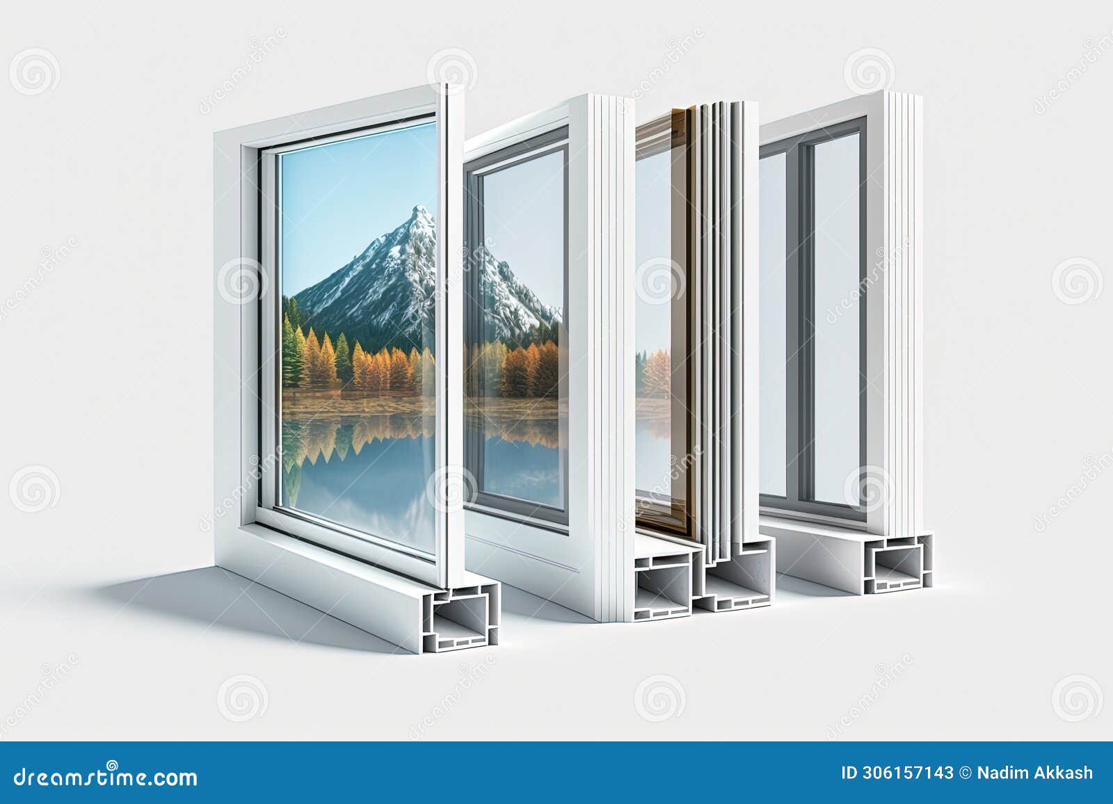 Section Cross Background White Isolated Position Fferent PVC Profile ...