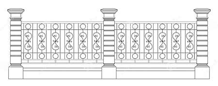 2 Section of 2D Decorative Fencing Drawing. Stock Illustration ...