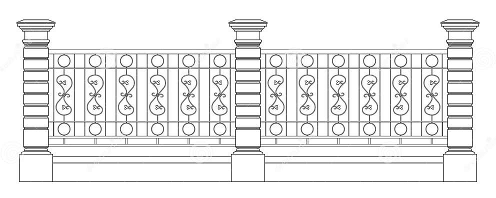 2 Section of 2D Decorative Fencing Drawing. Stock Illustration ...