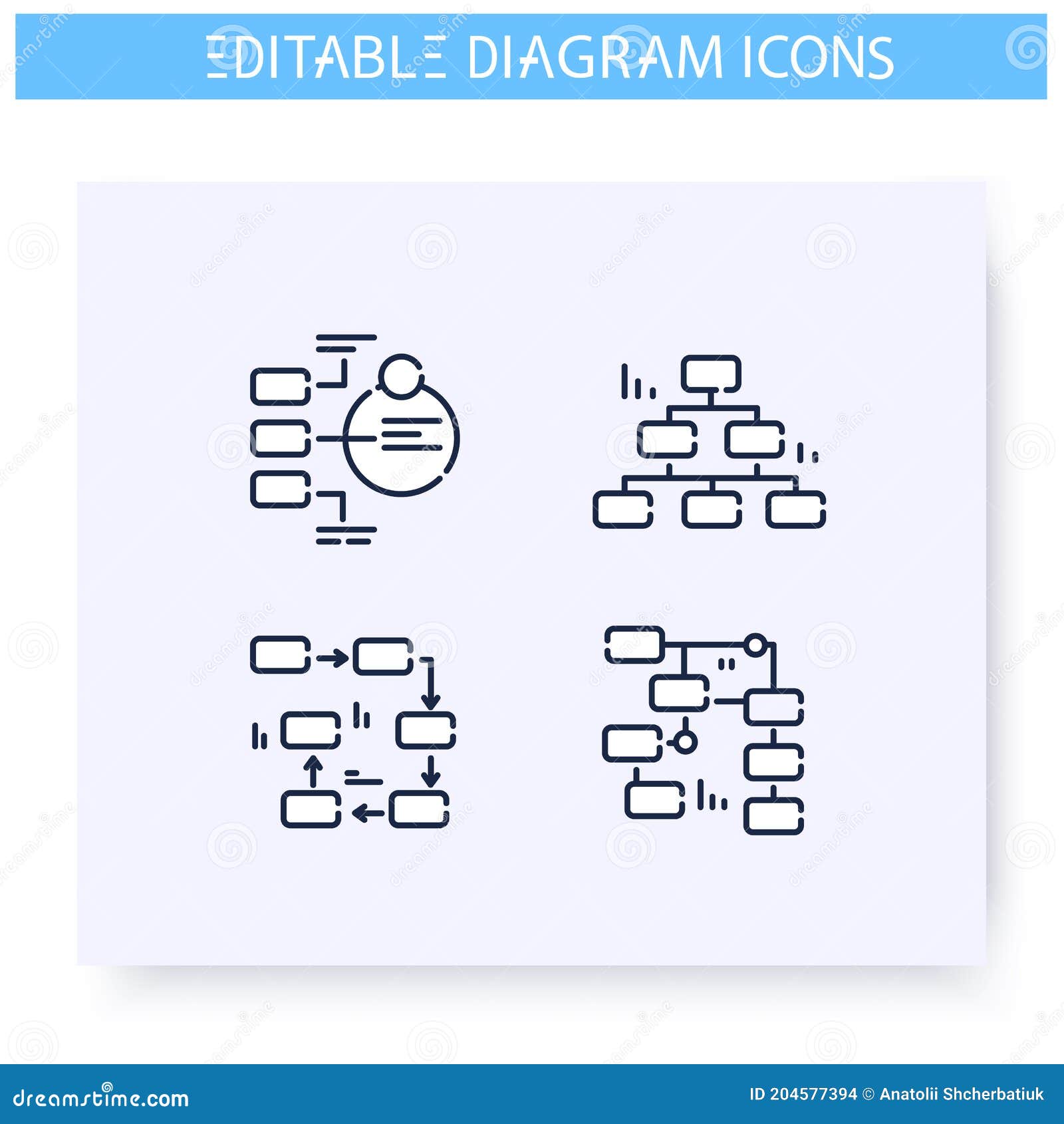 Section Diagram Types Line Icons Set. Editable Stock Vector ...