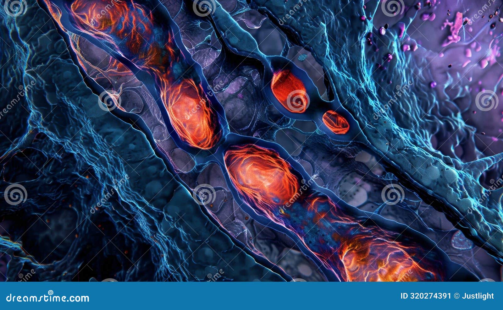 A Section of Diseased Cardiac Muscle Cells with Irregularities and Scar ...