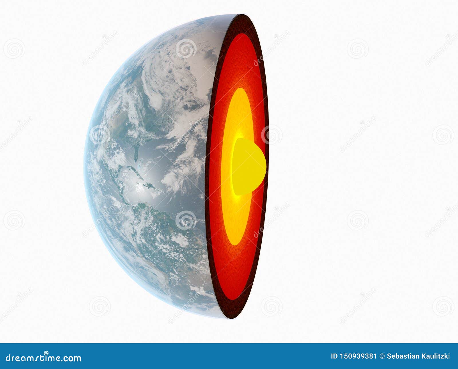 Section Of The Earth, Globe. Core And Soil Layers. Earth`s Surface And ...