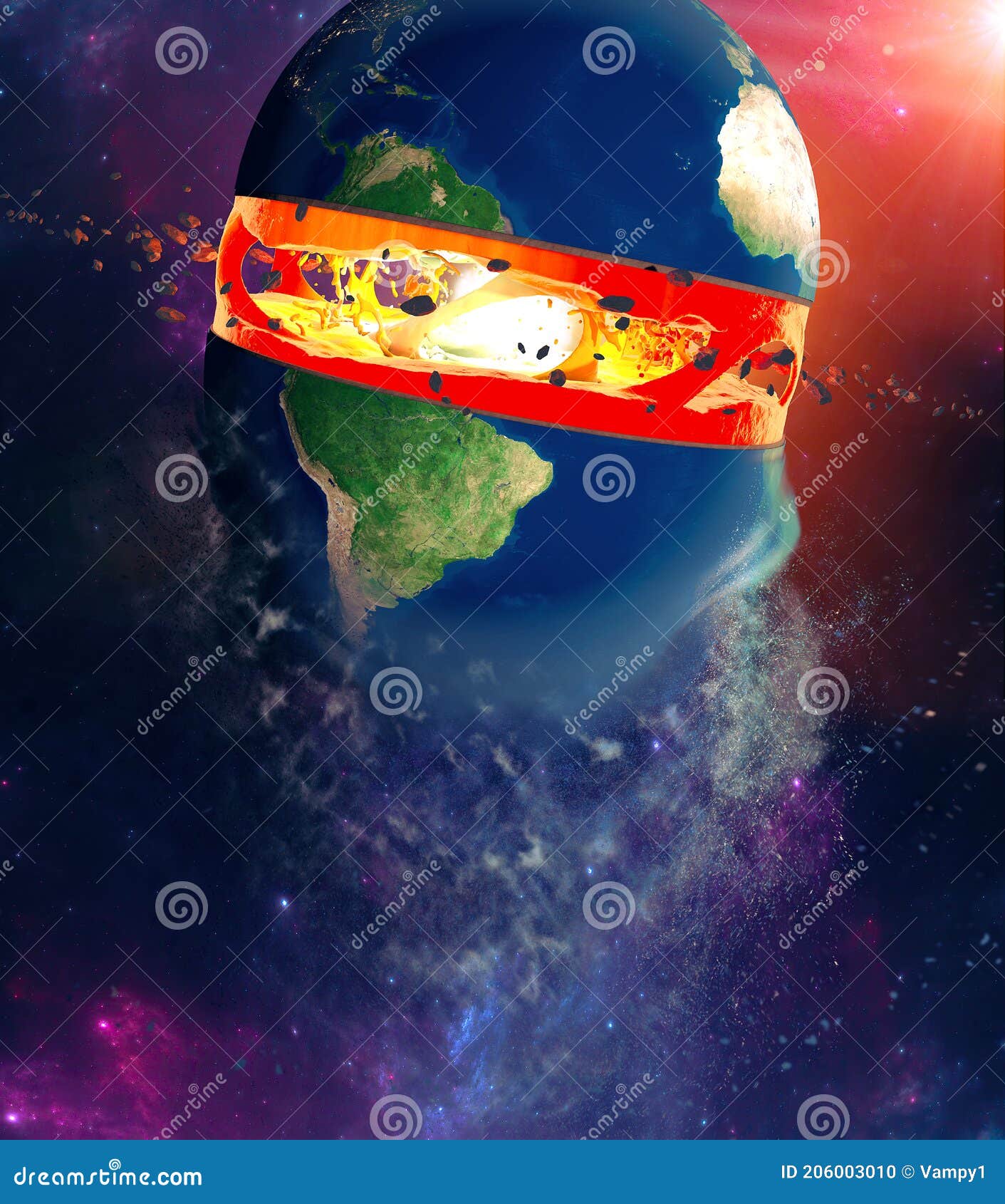 Section of the Earth, Layers and Core. Cutaway and Horizontal Section ...