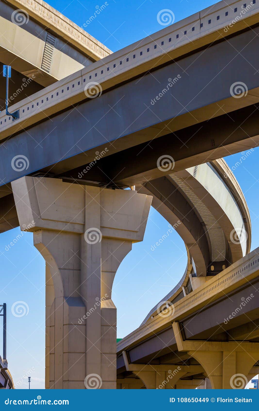 Section of Elevated Highway with Several Levels Against a Bright Blue ...