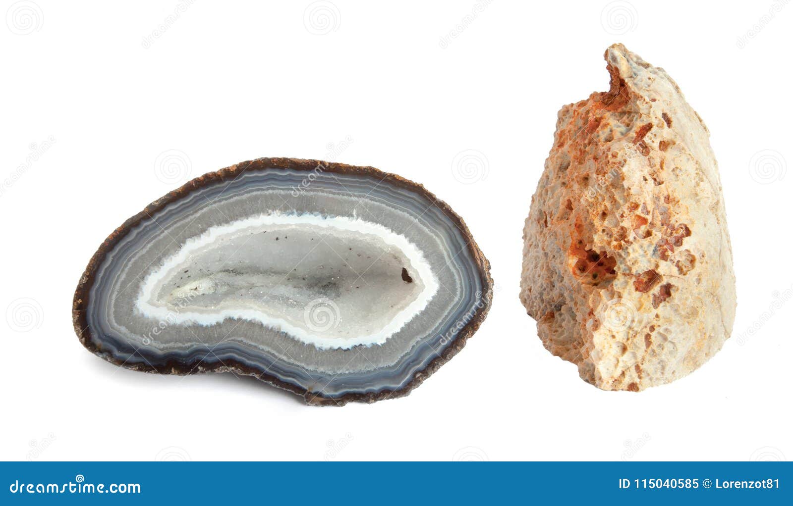 Section and External View of a White and Blue Geode Stock Image - Image ...