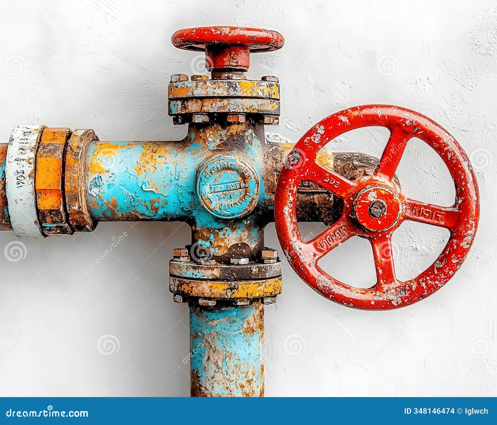 Bright Red Valve on Gas Pipe Highlights Industrial Design with Stock ...