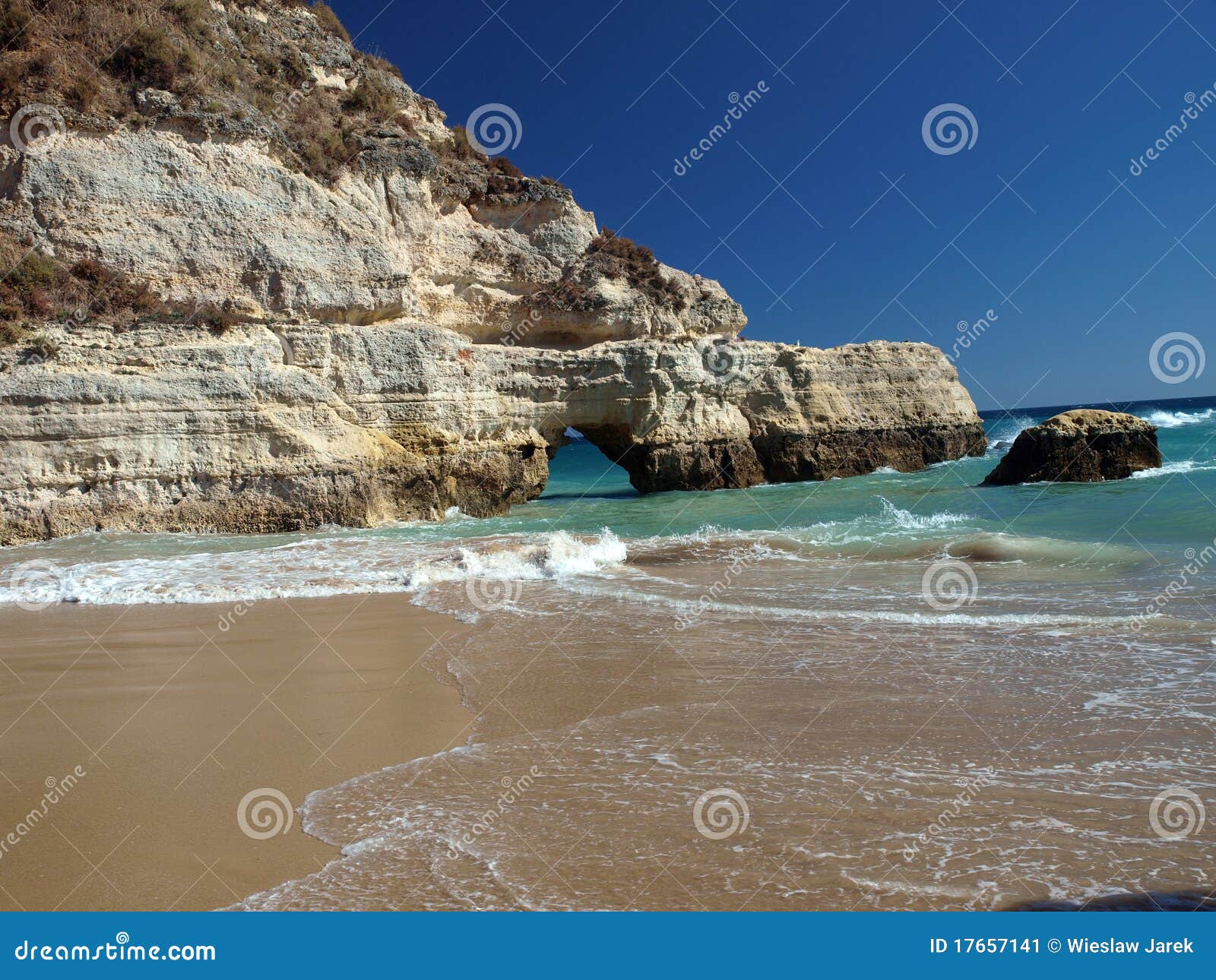 A Section of the Idyllic Praia De Rocha Beach Stock Image - Image of ...