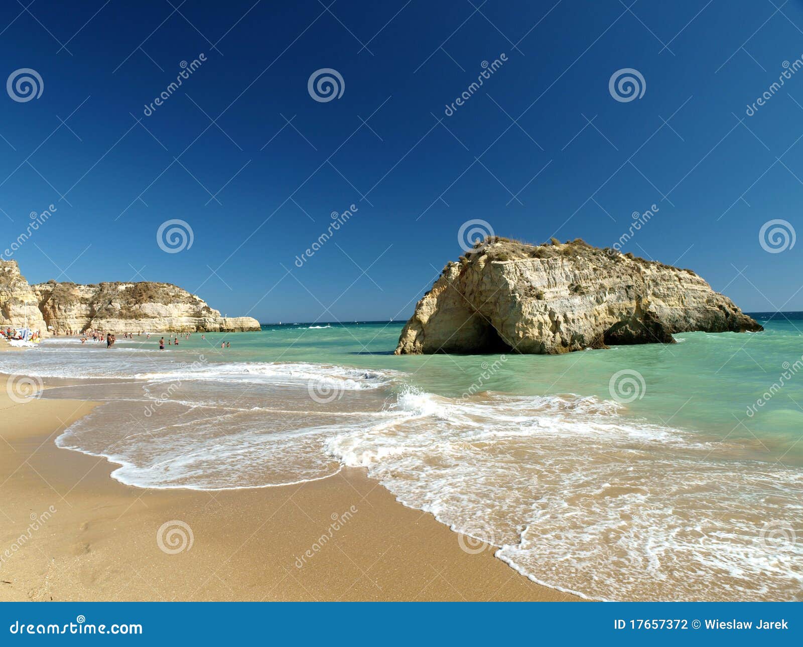 A Section of the Idyllic Praia De Rocha Beach Stock Photo - Image of ...