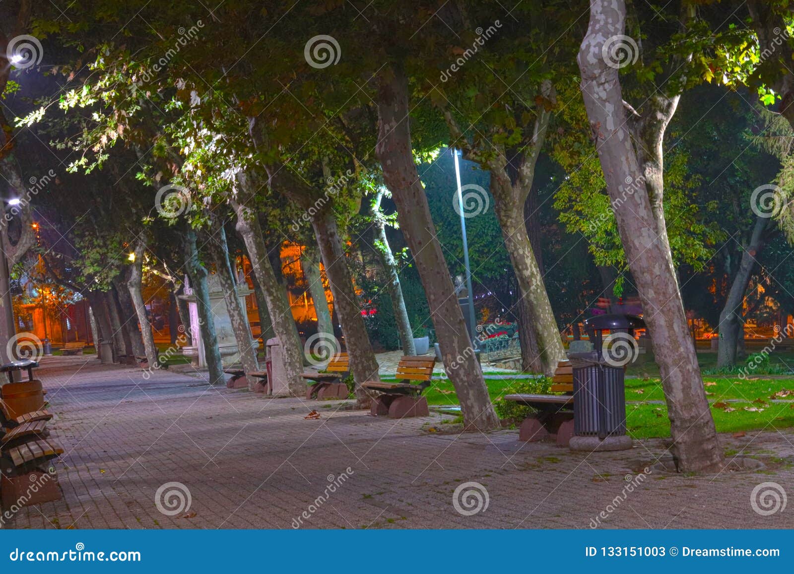A Section of Istanbul Parks Stock Image - Image of evening, lights ...