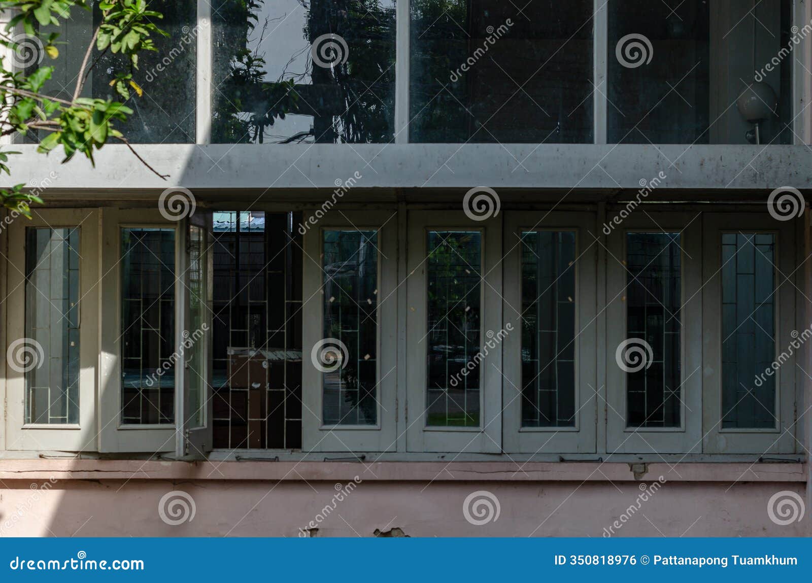 A Section of a Light Gray Windows are Arranged in a RowÂ on a Light ...