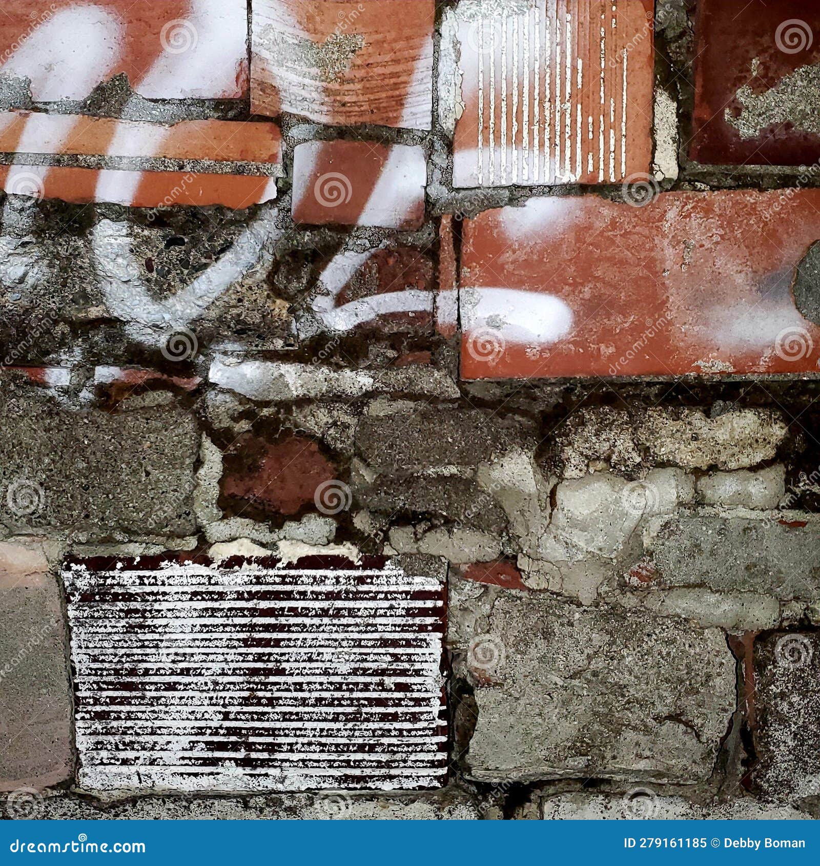 Section of an Old Brick Wall with Graffiti Stock Image - Image of ...