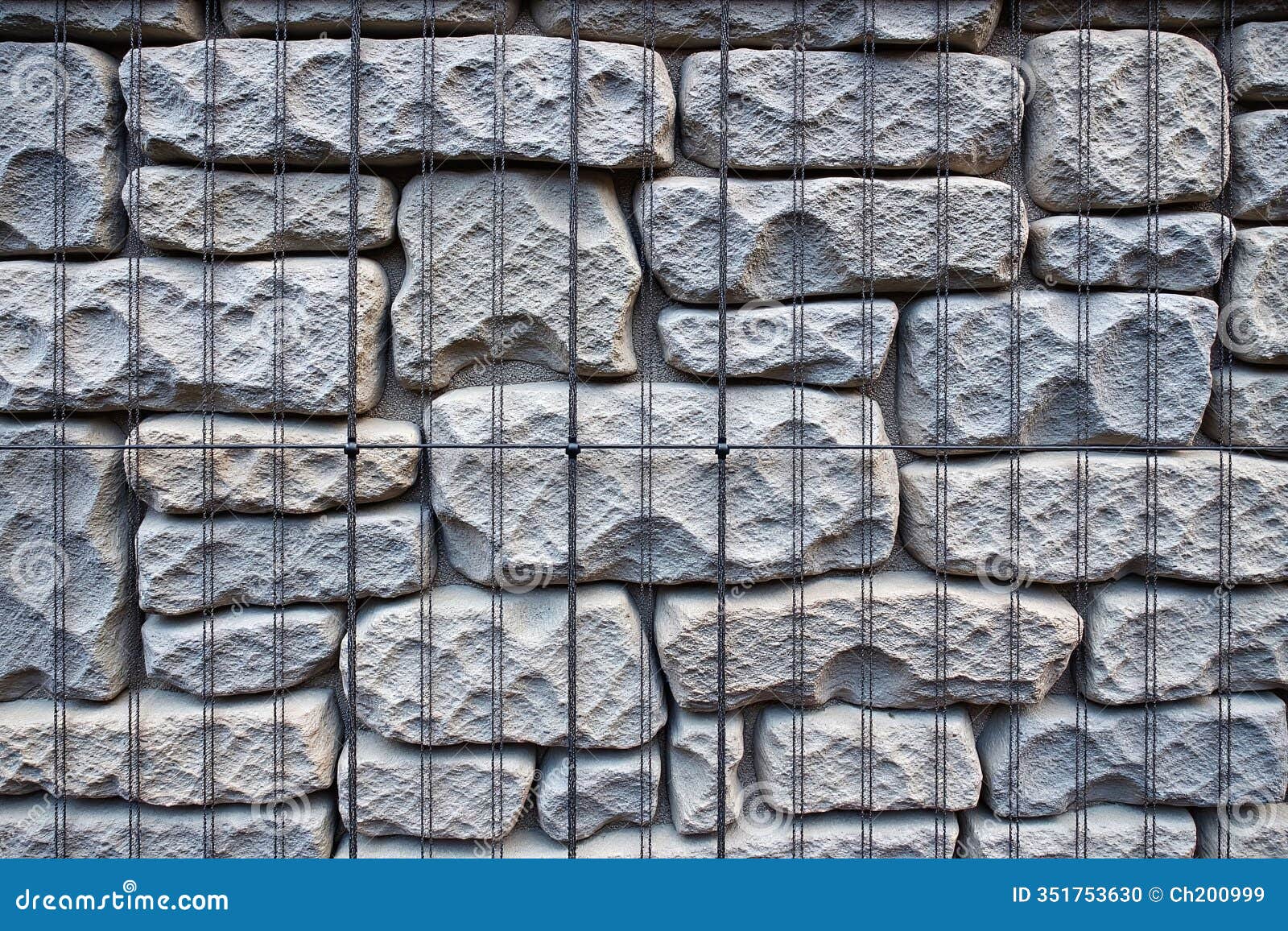 Section of Retaining Wall with Stones and Metal Grid Stock Illustration ...