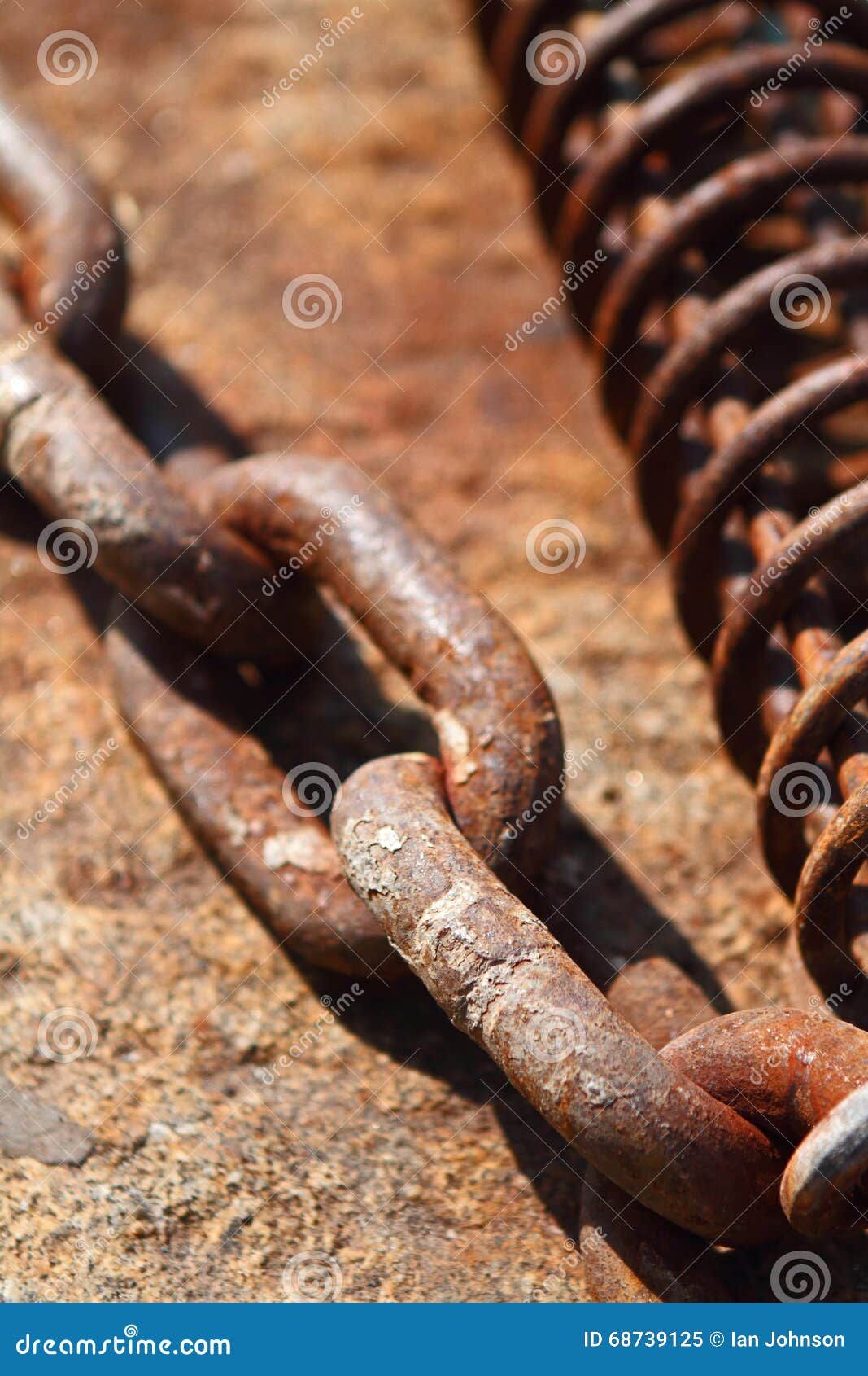 A Section of Rusted Chain and Coil Stock Image - Image of engineering ...