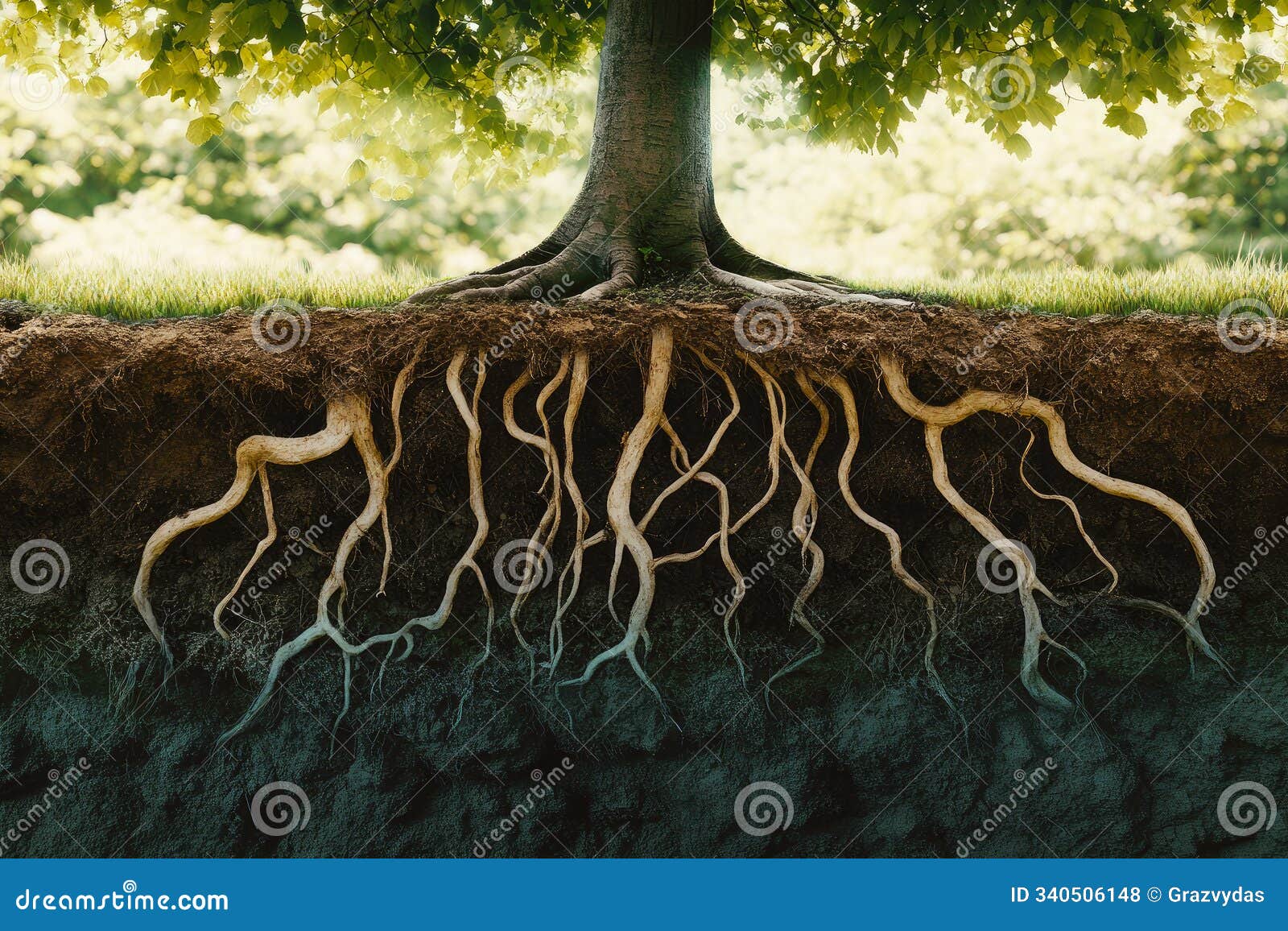 Section in Soil Showing the Root of a Tree Stock Illustration ...