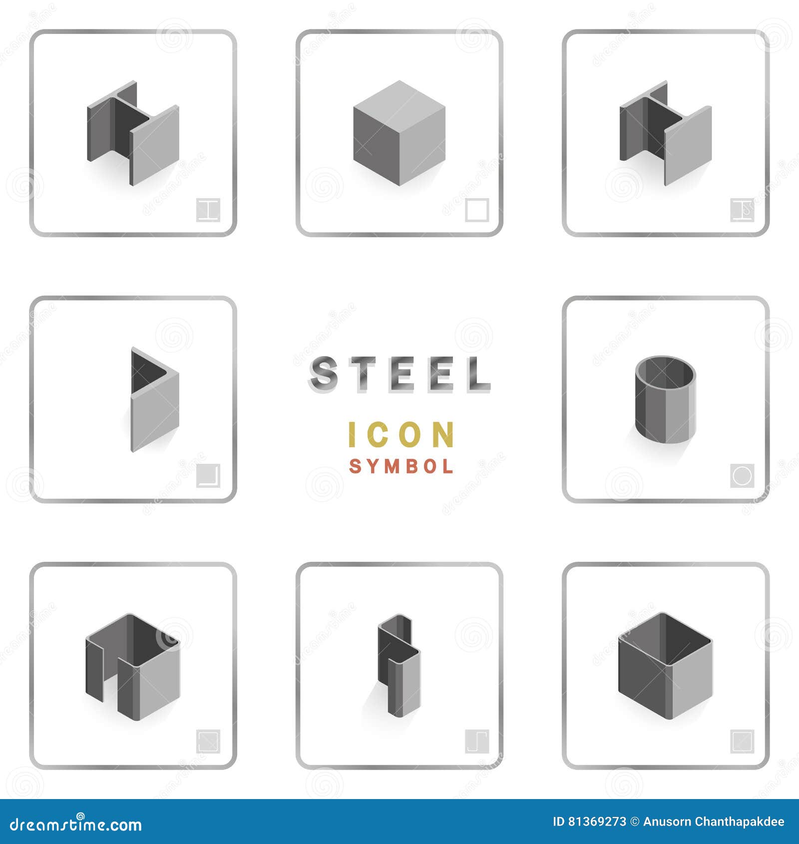 Section Steel Icon Symbol Isometric Stock Vector - Illustration of ...