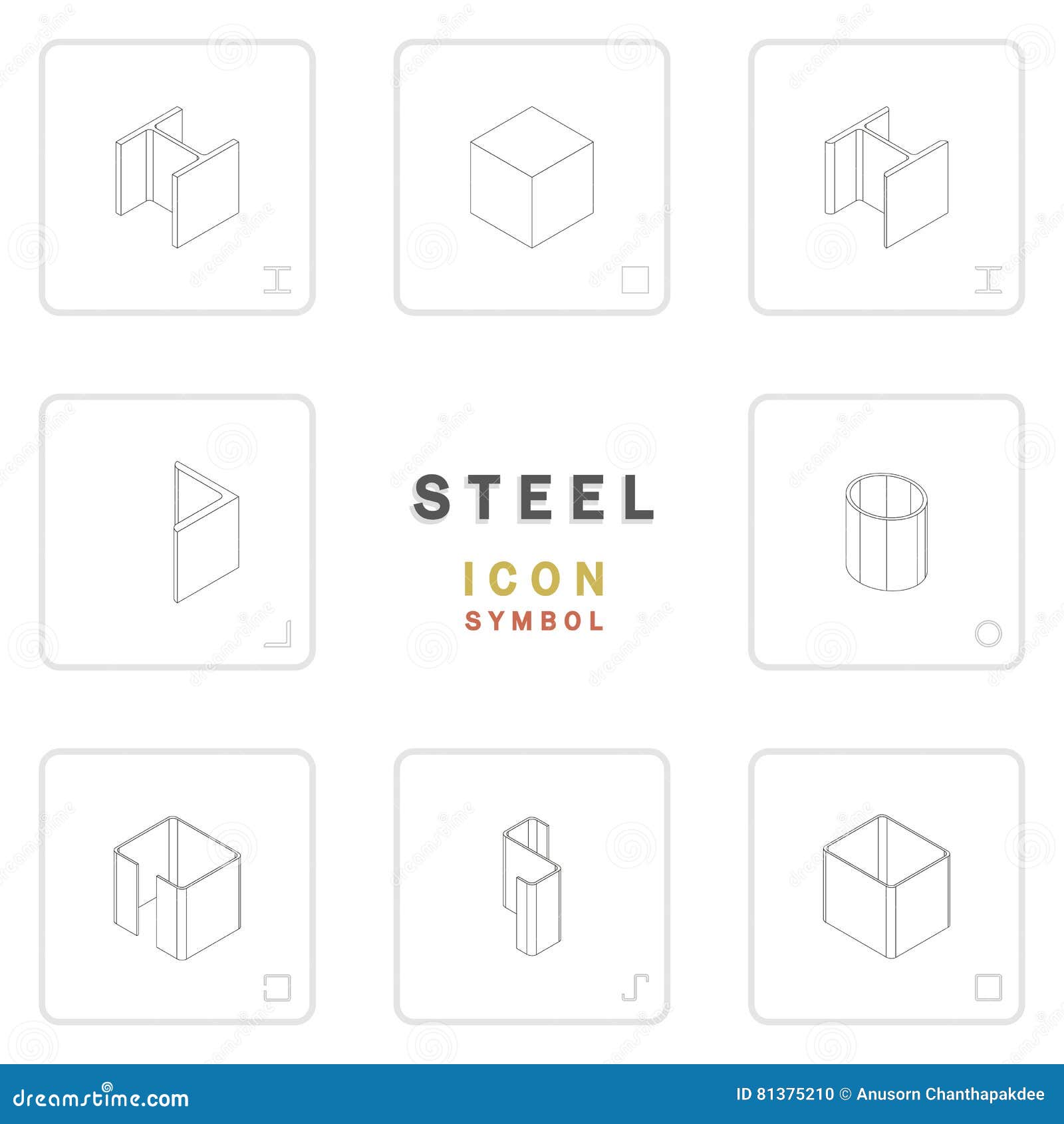 Section Steel Icon Symbol Isometric Vector Stock Vector - Illustration ...