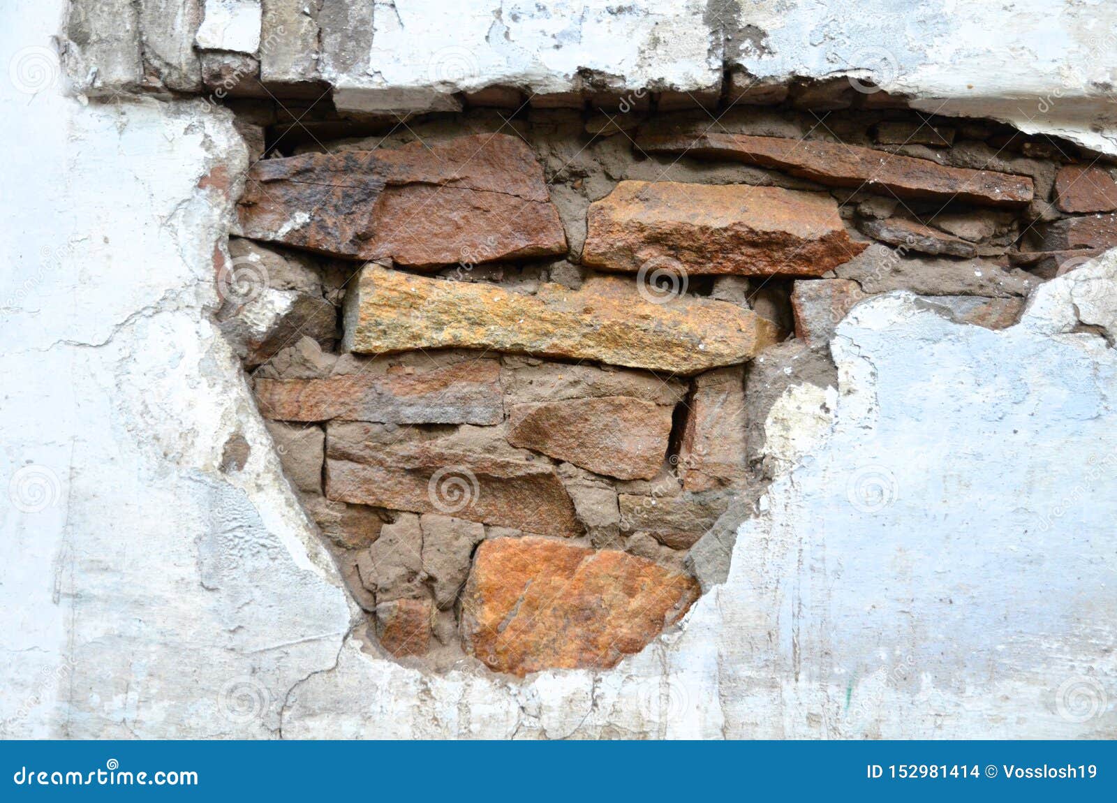 A Section of Stone Wall with Plaster Removed. Stock Photo - Image of ...