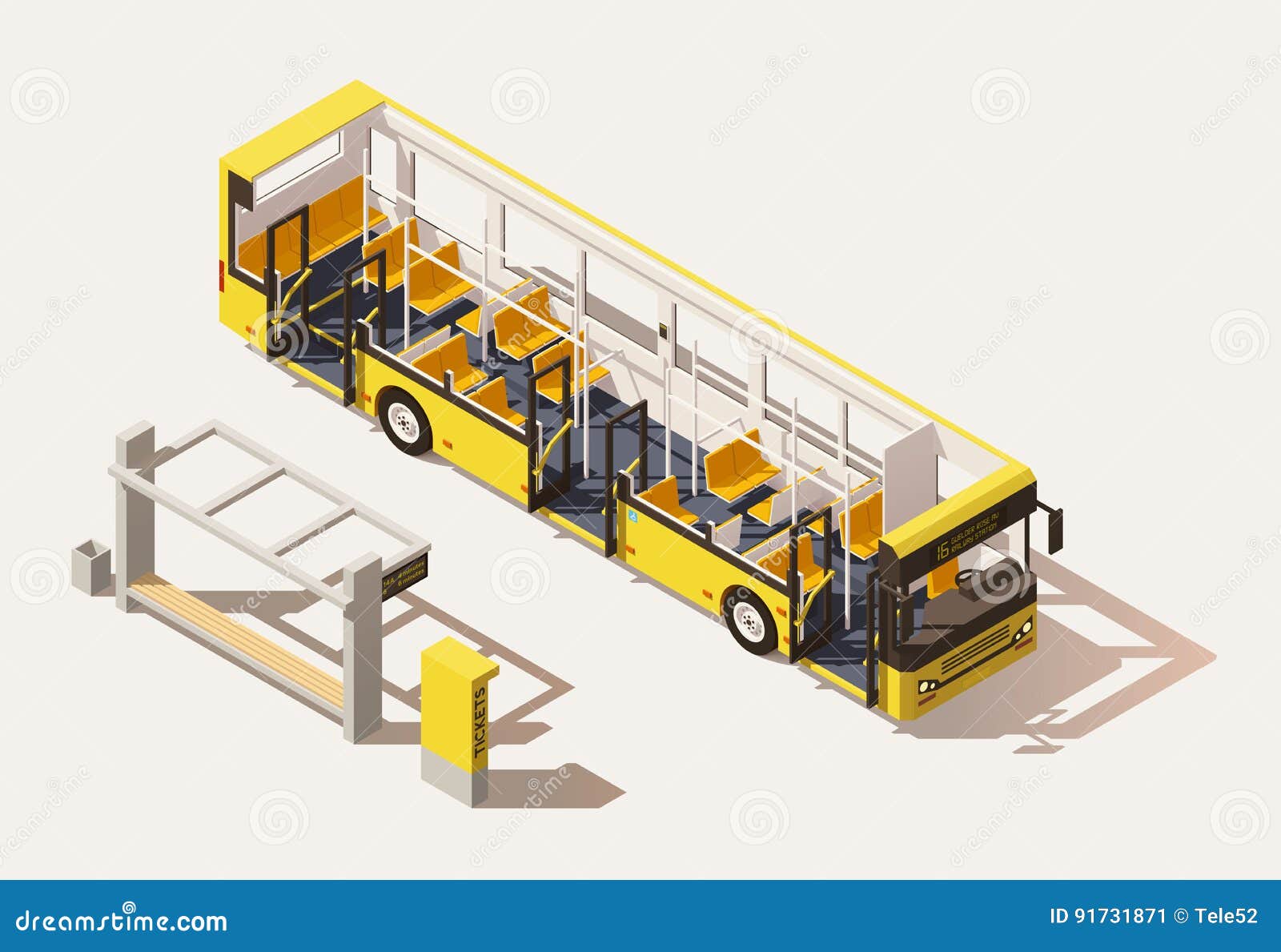 Section Transversale Isométrique D'autobus De Vecteur Basse Poly ...