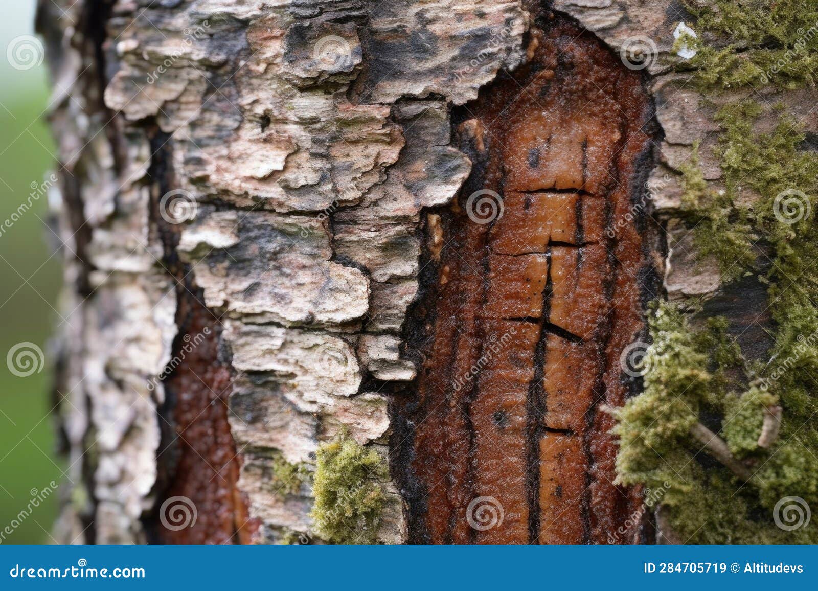Section of a Tree Trunk Showing Beetle Damage Stock Illustration ...
