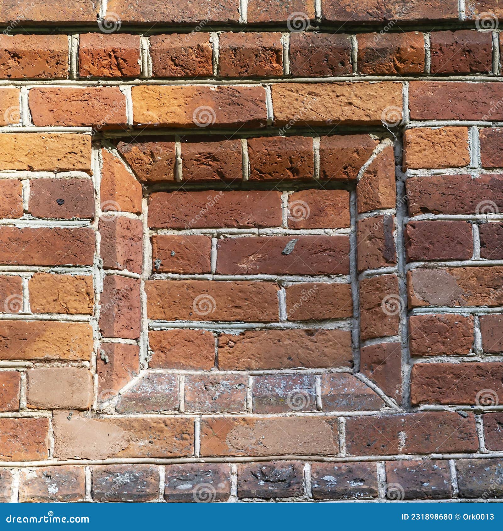A Section of a Brick Wall with a Frame Stock Photo - Image of building ...
