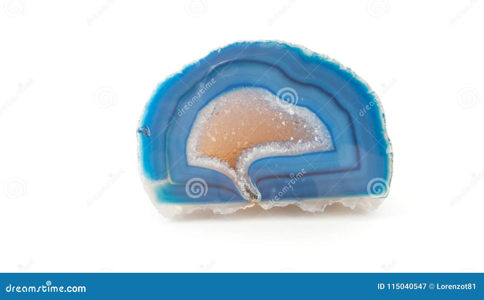 Section of a White and Blue Geode Stock Image - Image of geology ...