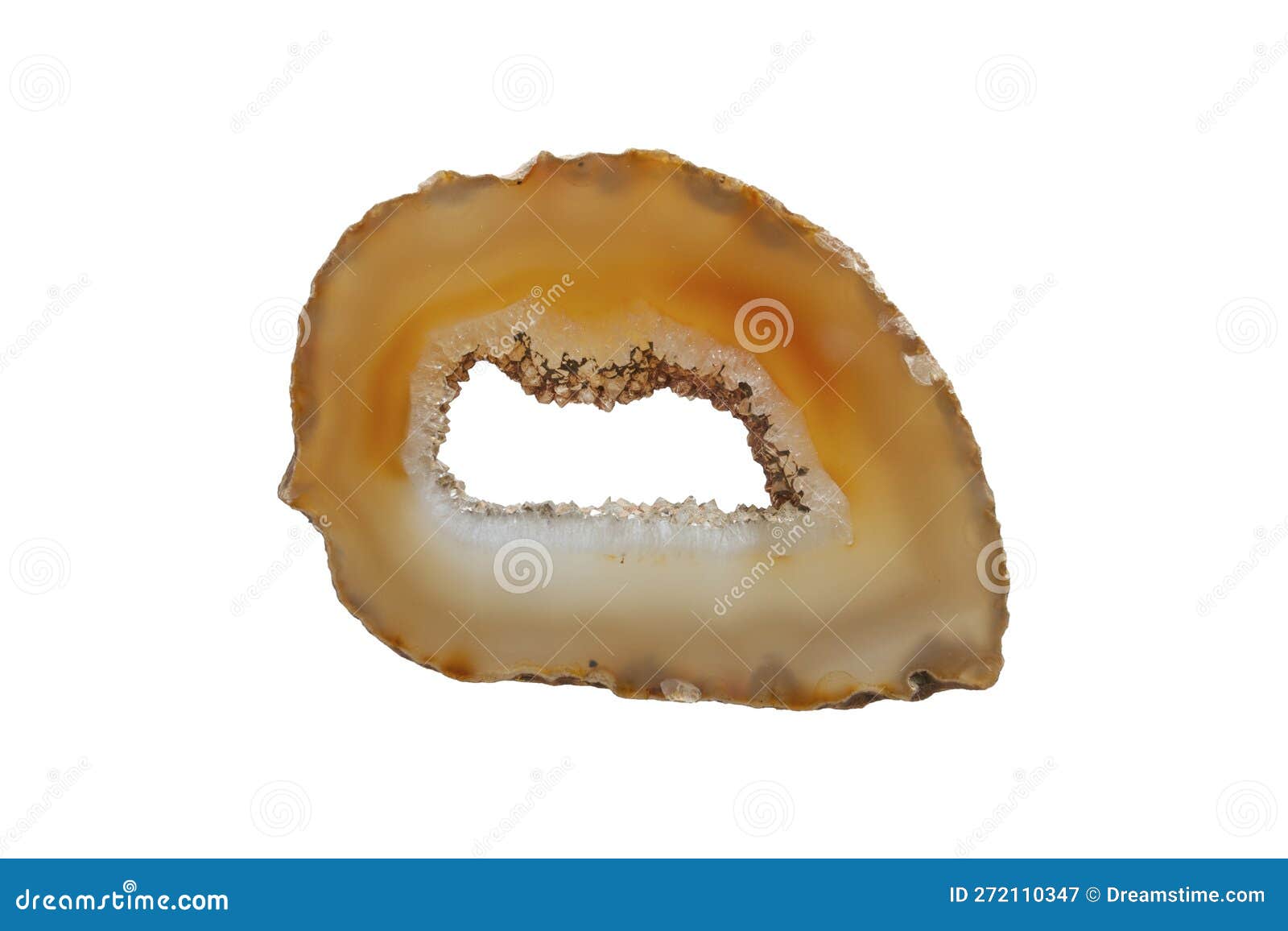 Section of a White and Orange Geode Stock Image - Image of stone ...