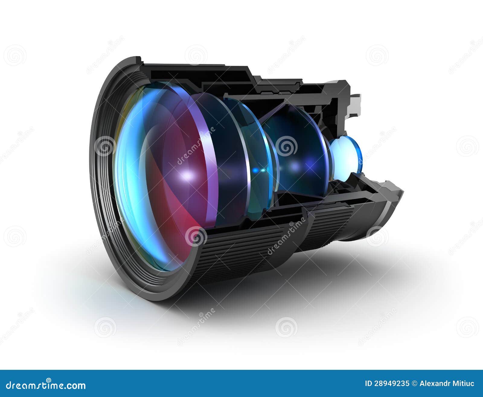 Sectional Camera Lens. 3d Image Stock Illustration - Illustration of ...