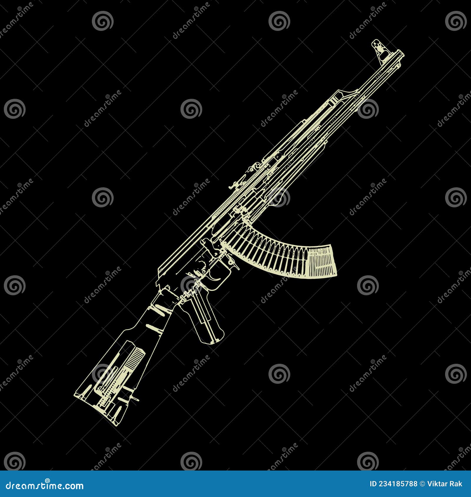 Sectional Drawing of an Assault Rifle. Stock Vector - Illustration of ...