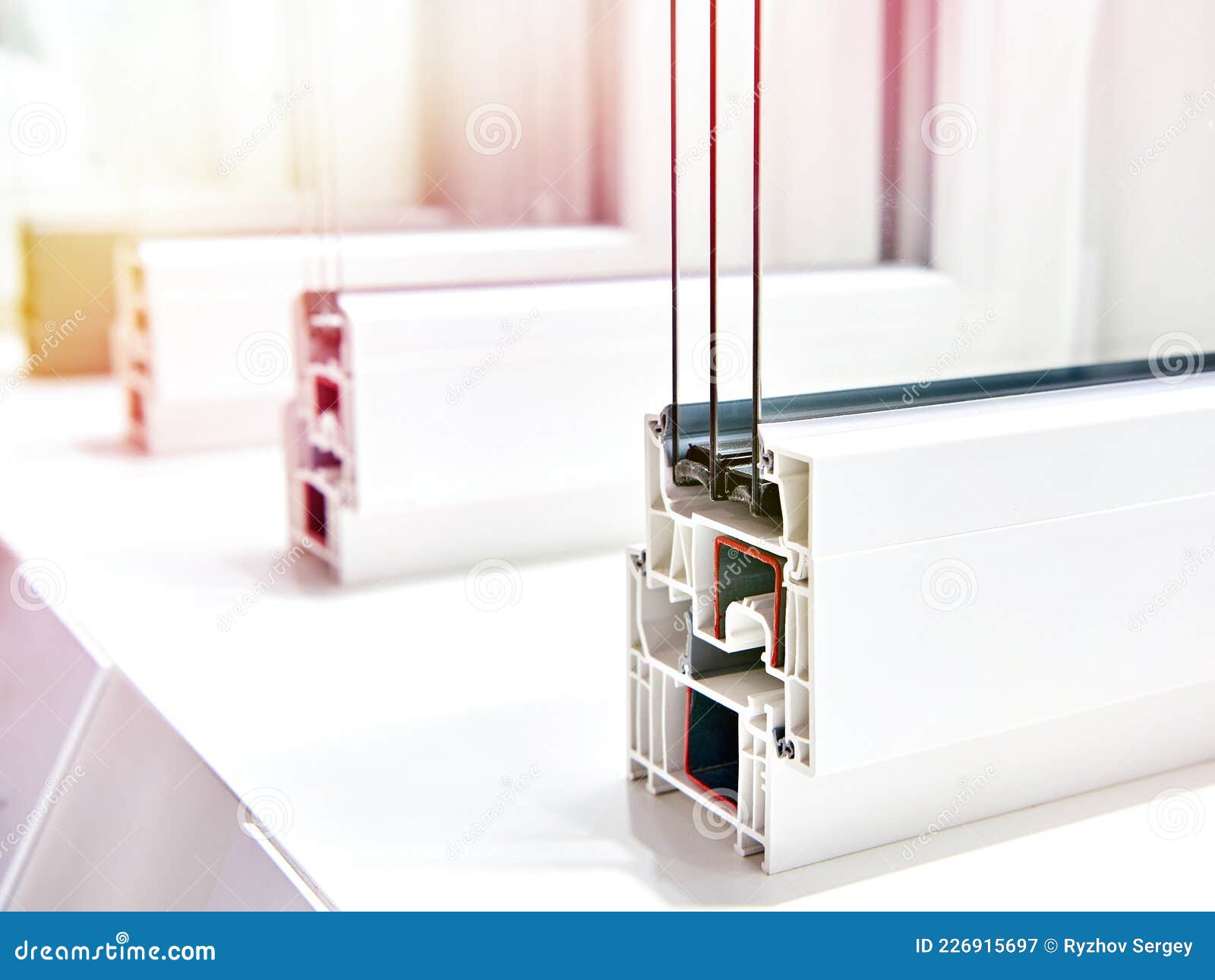 Sectional Frame of Plastic Insulating Glass Windows Stock Image - Image ...