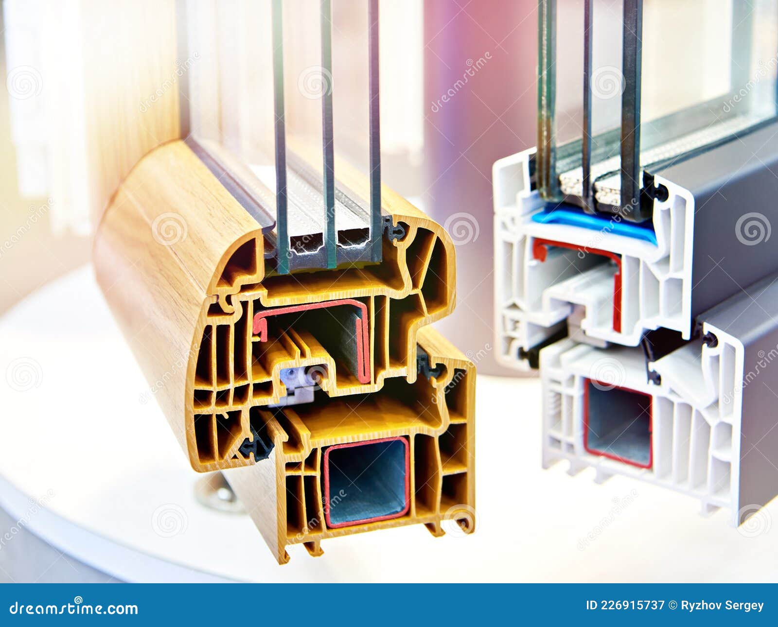 Sectional Frame of Plastic Insulating Glass Windows Stock Image - Image ...