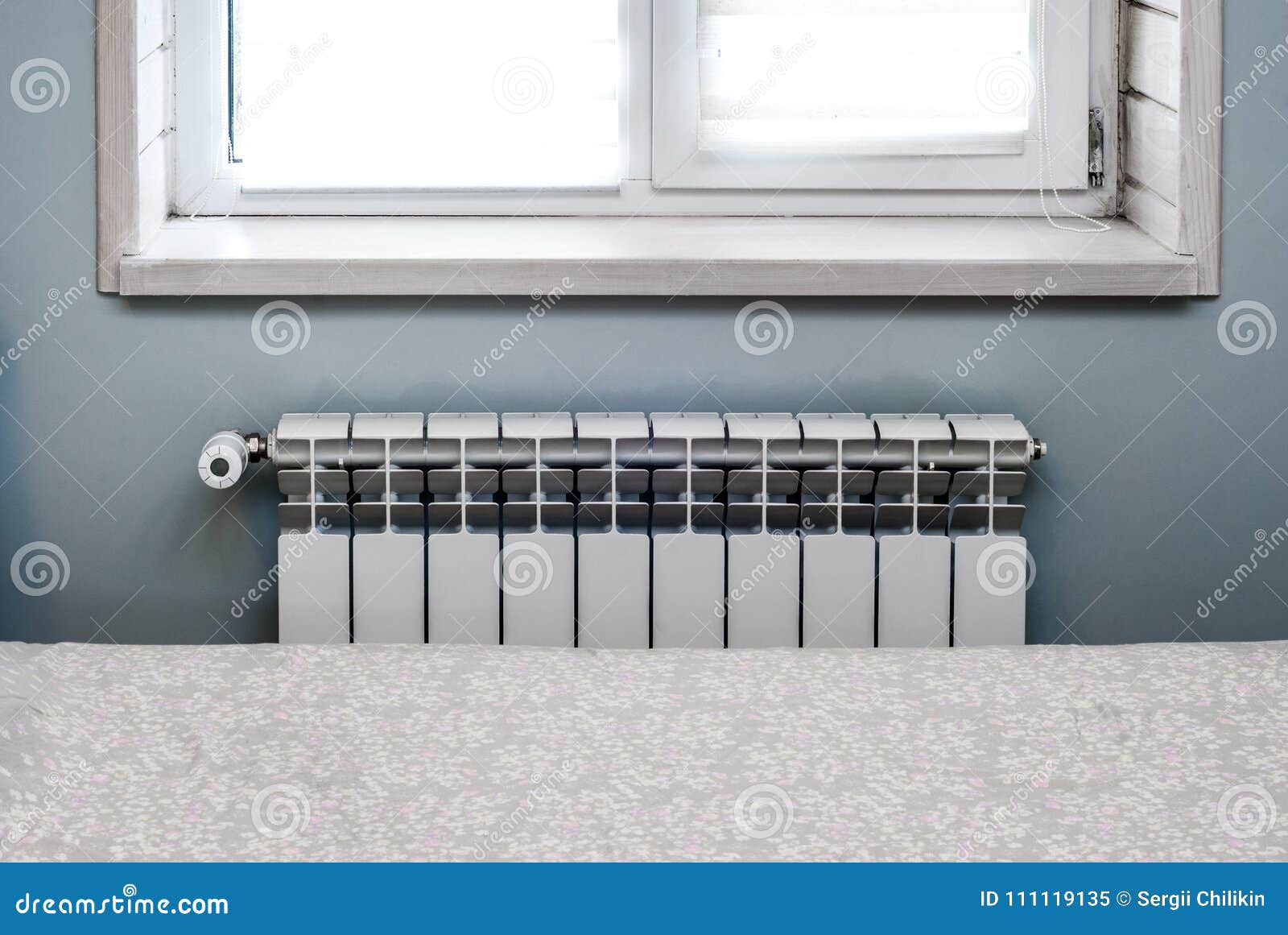 Sectional Heating Panel Under the Window in the Bedroom Stock Image ...