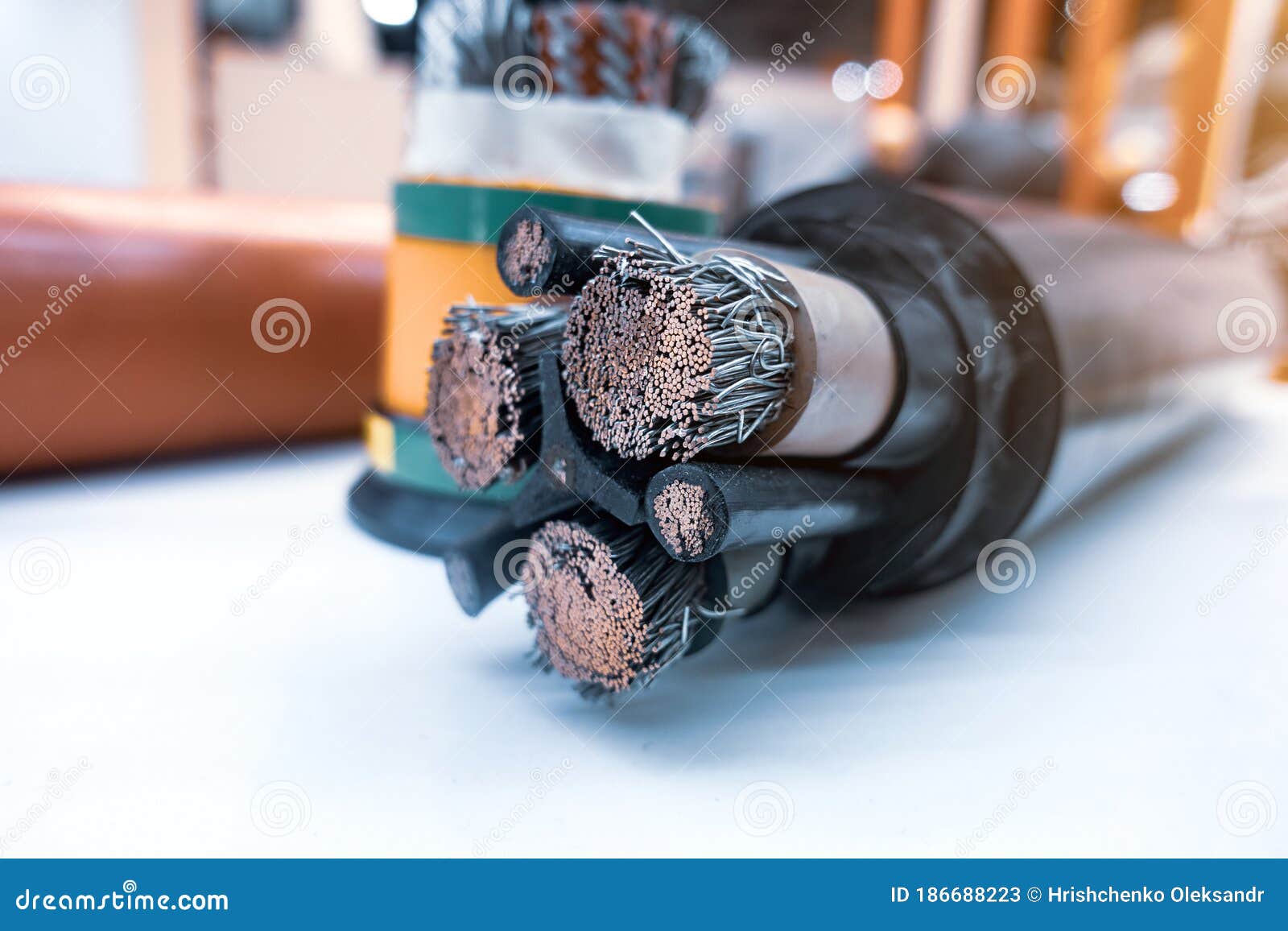 Sectional Stranded High-voltage Electric Cable Stock Image - Image of ...
