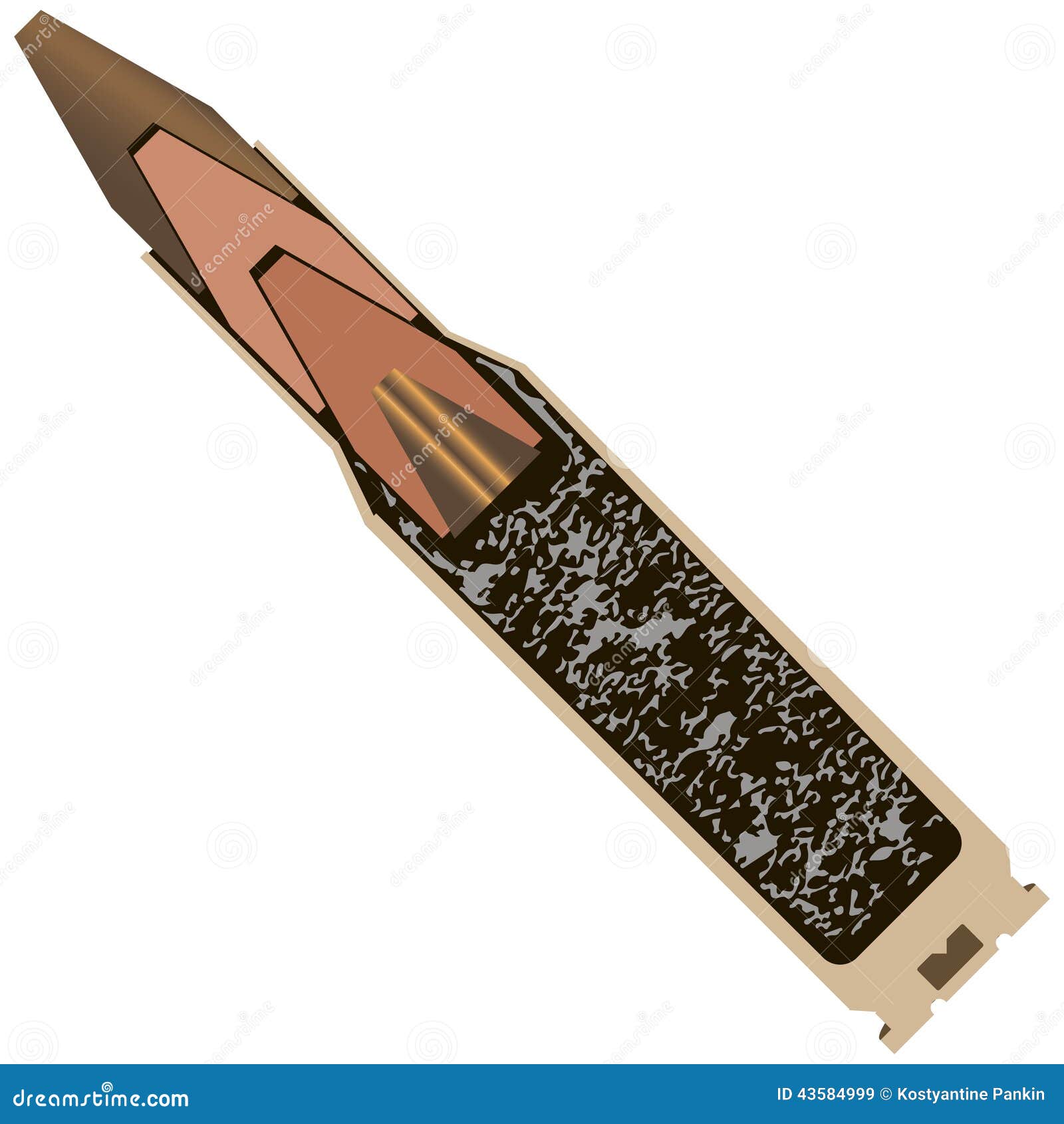 Sectional View of the Bullet Stock Vector - Illustration of security ...