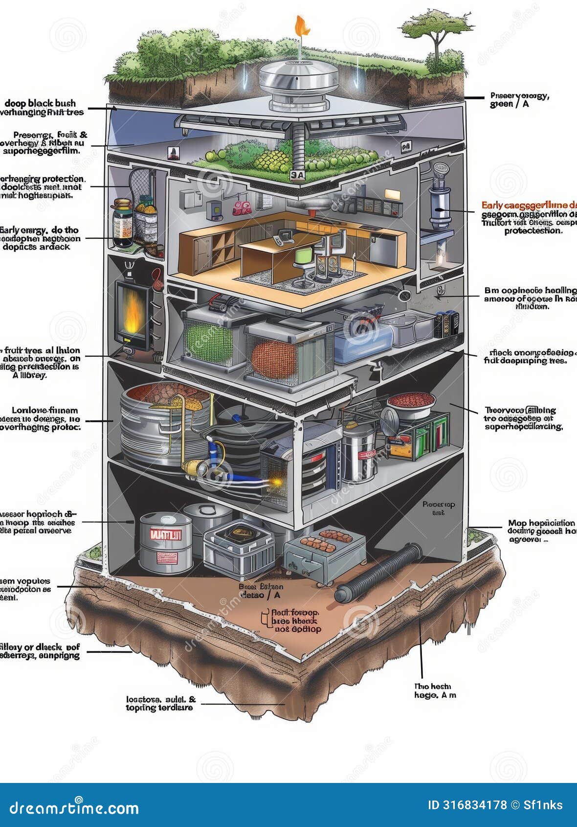Sectional View of an Innovative Eco-habitat with Integrated Green ...