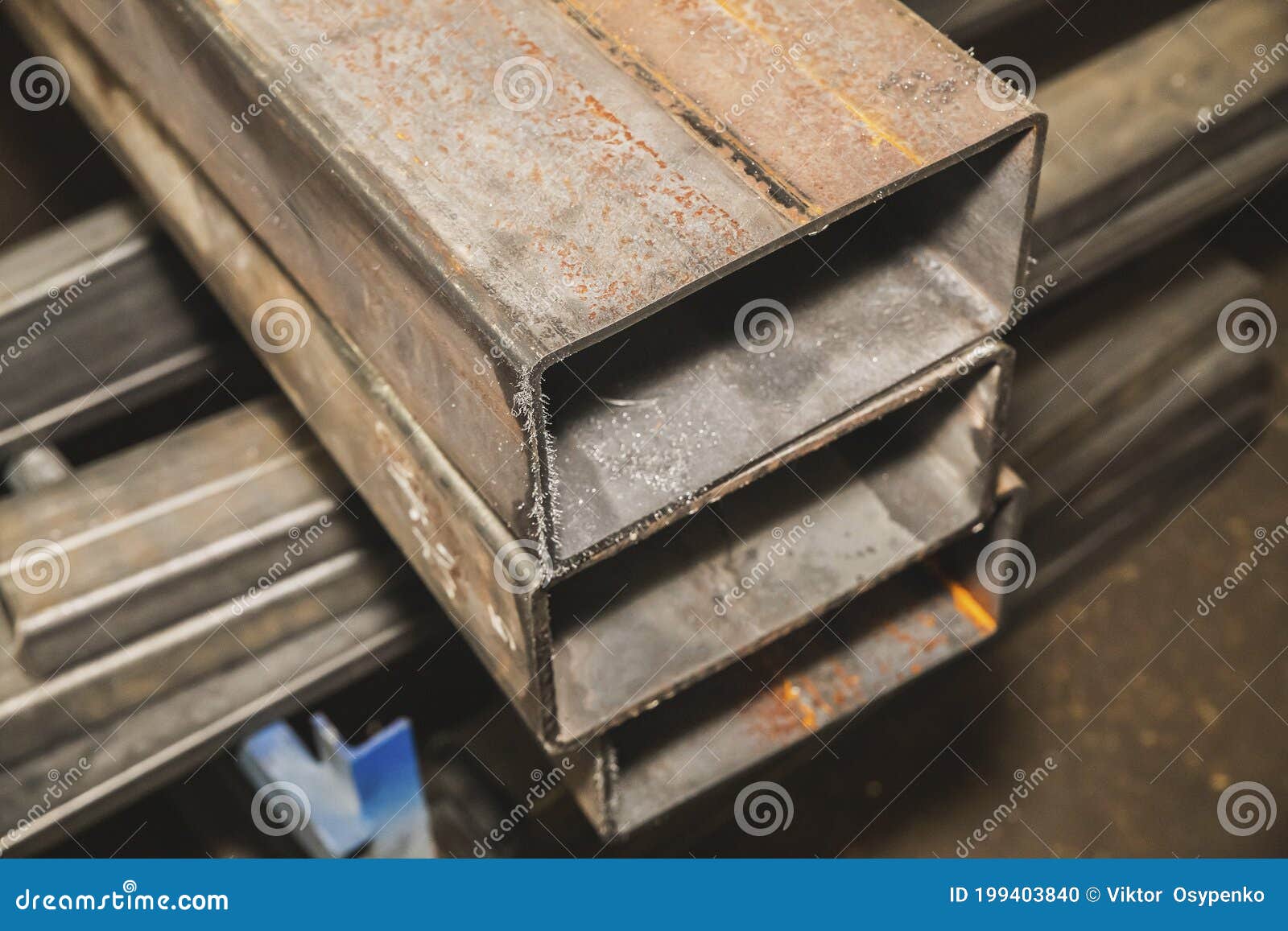 Sectional View of Square Pipes Stock Photo - Image of factory, heavy ...