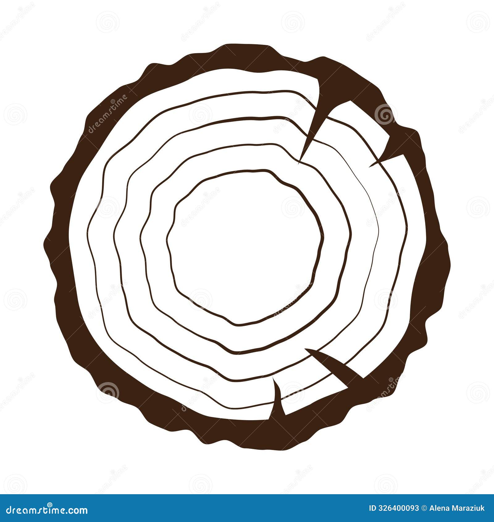 Sectional View of a Tree Trunk. Carved Tree Symbol. Flat Illustration ...