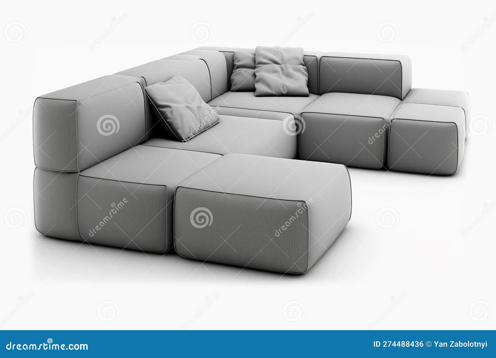 Sectional on a White Background. Generative AI Stock Illustration ...